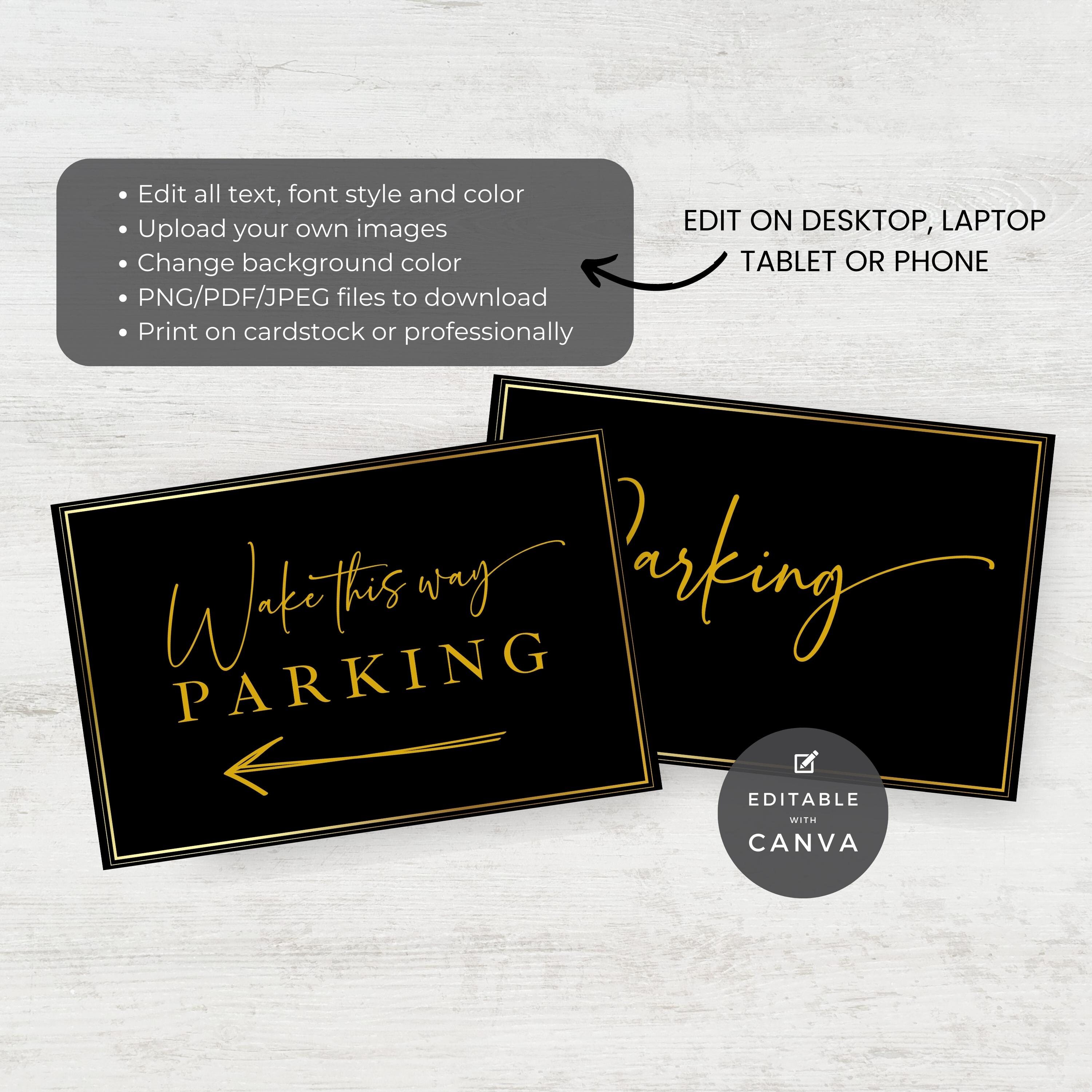 Funeral Parking Sign Template, Wake This Way, Parking Lot Sign, Funeral ...