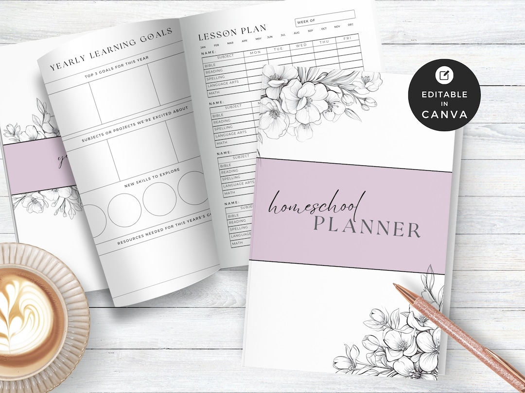 Homeschool Planner Canva Template: Editable Weekly Schedule (digital ...