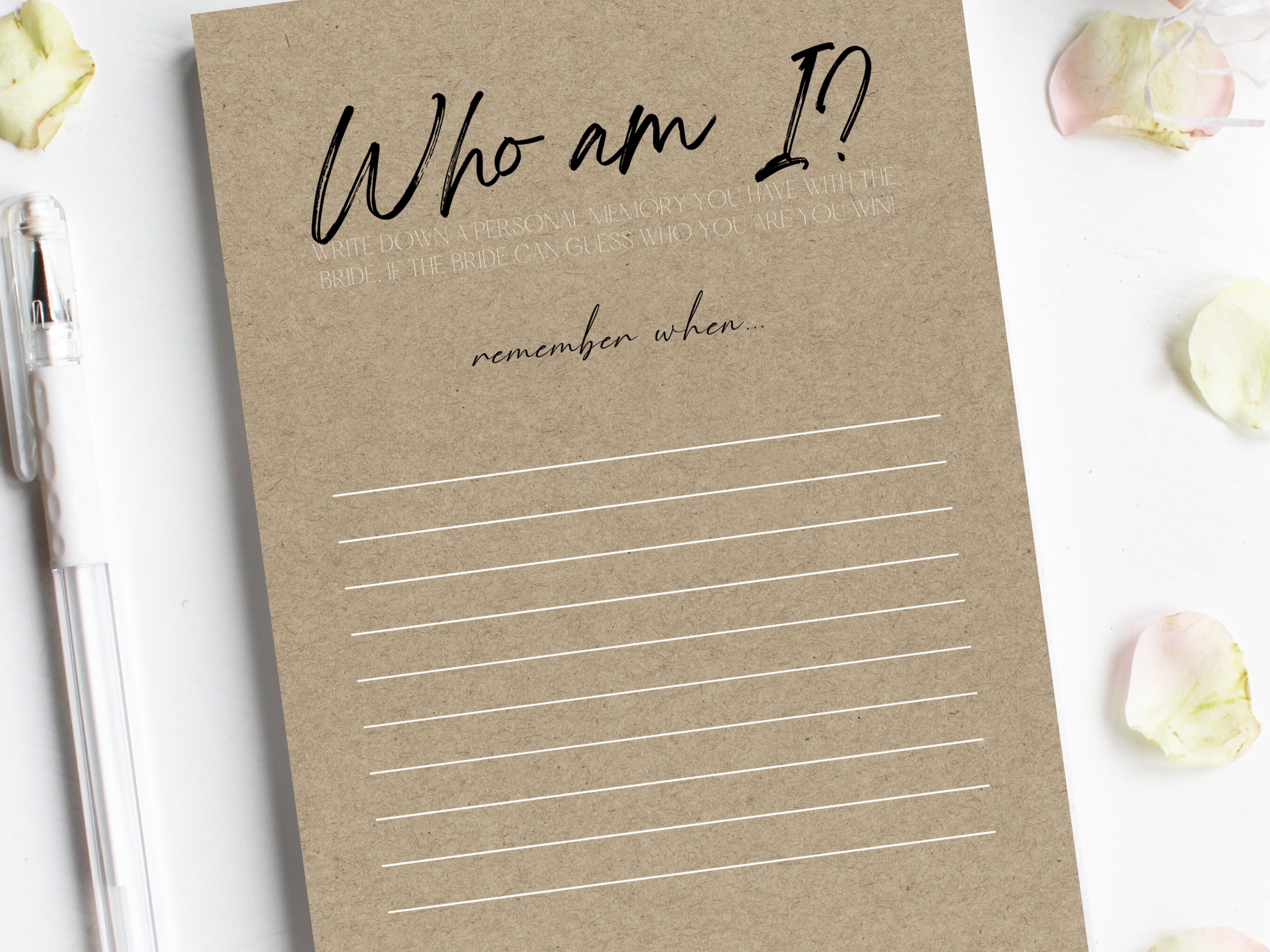 Wedding Games Canva Template, Bridal Shower Who Am I Game, Printable ...