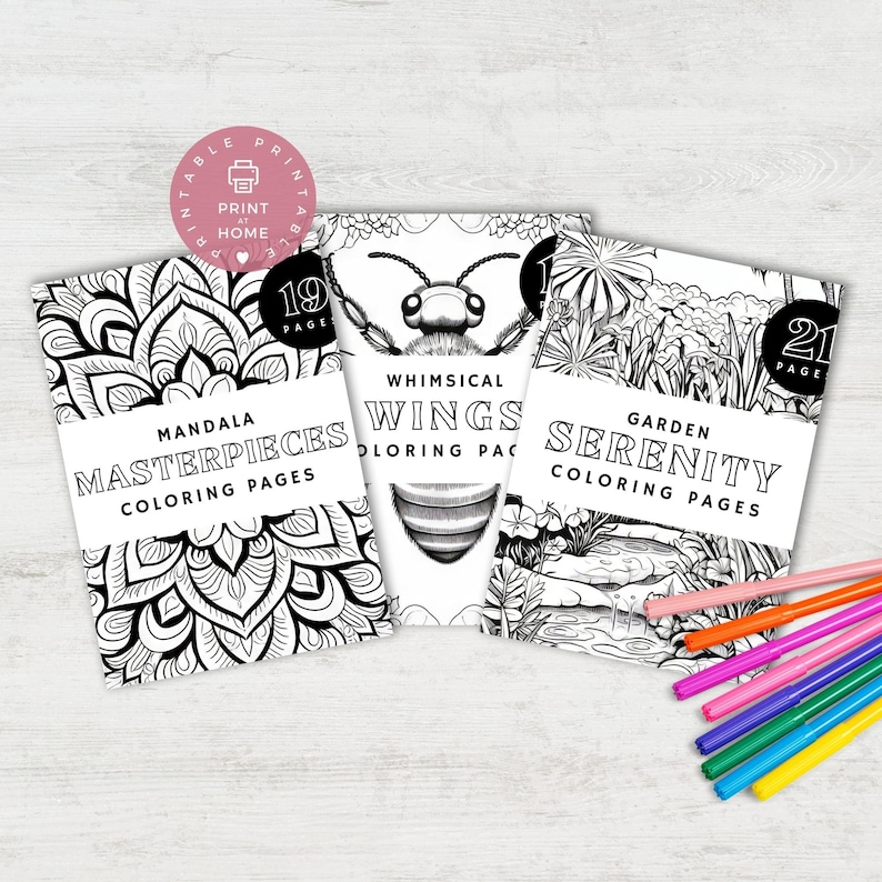 Printable Coloring Pages Bundle: Adult & Kid Coloring Book (digital ...
