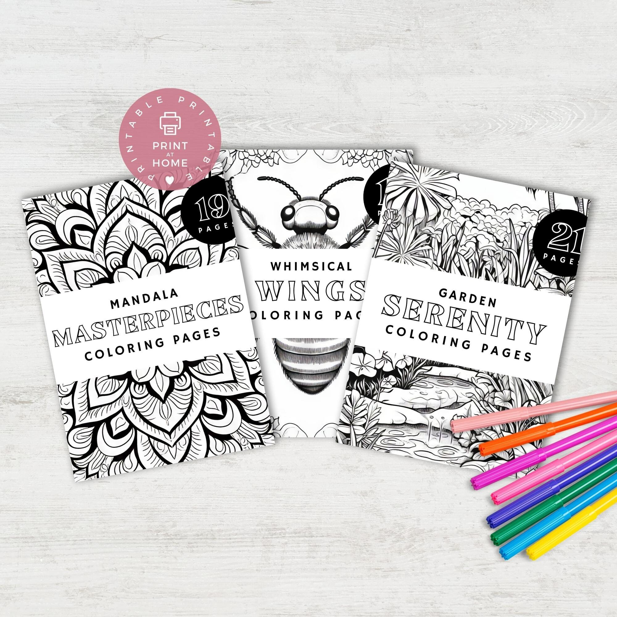 Printable Coloring Pages Bundle Digital Download Adult & Kid Coloring ...