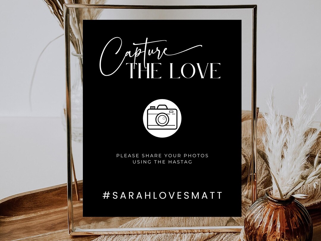 Capture the Love Wedding Photo Canva Template Sign, Scannable QR Code ...