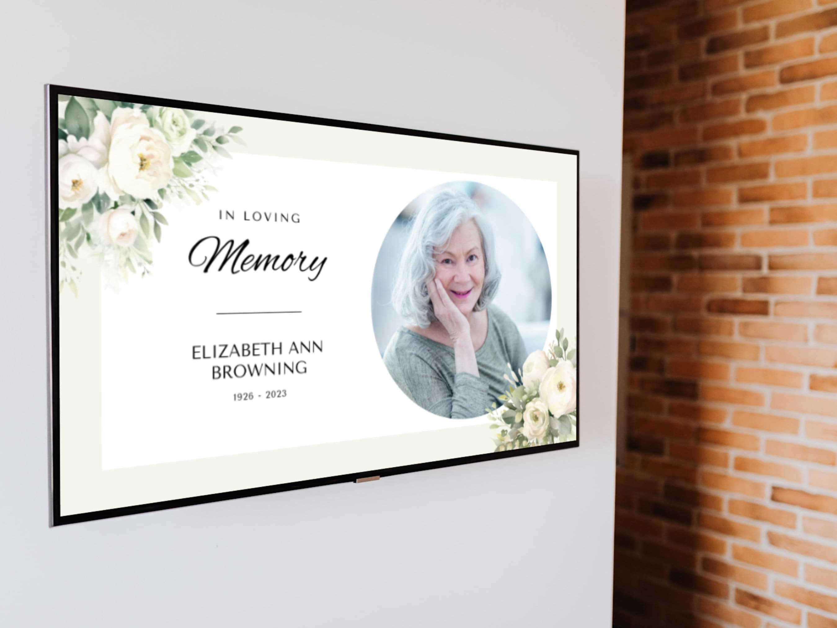 Funeral Slideshow Canva Template: White Rose Memorial Video (digital ...