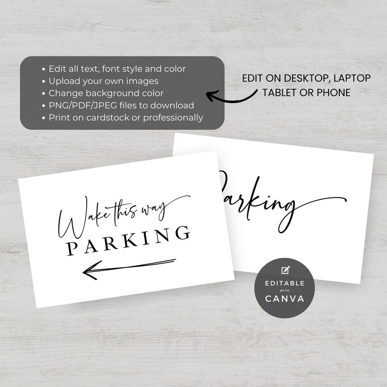 Funeral Parking Sign Canva Template: Minimal Memorial Decor (digital ...