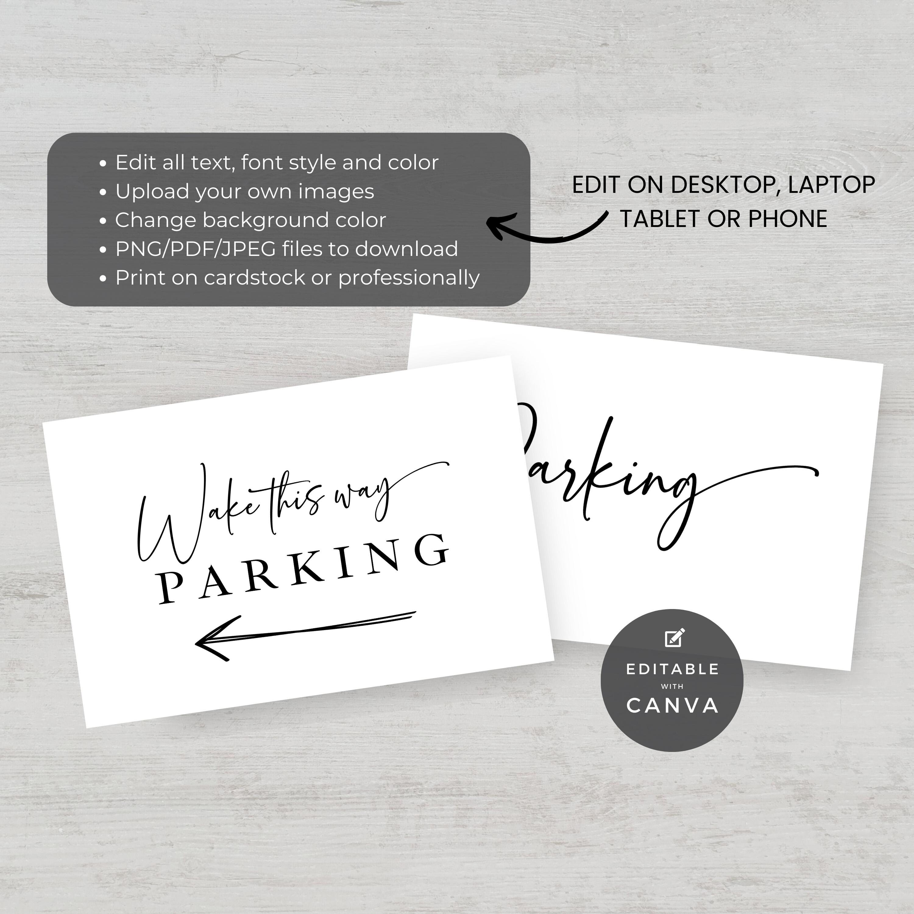 Funeral Parking Sign Canva Template, Minimal Wake This Way, Large ...