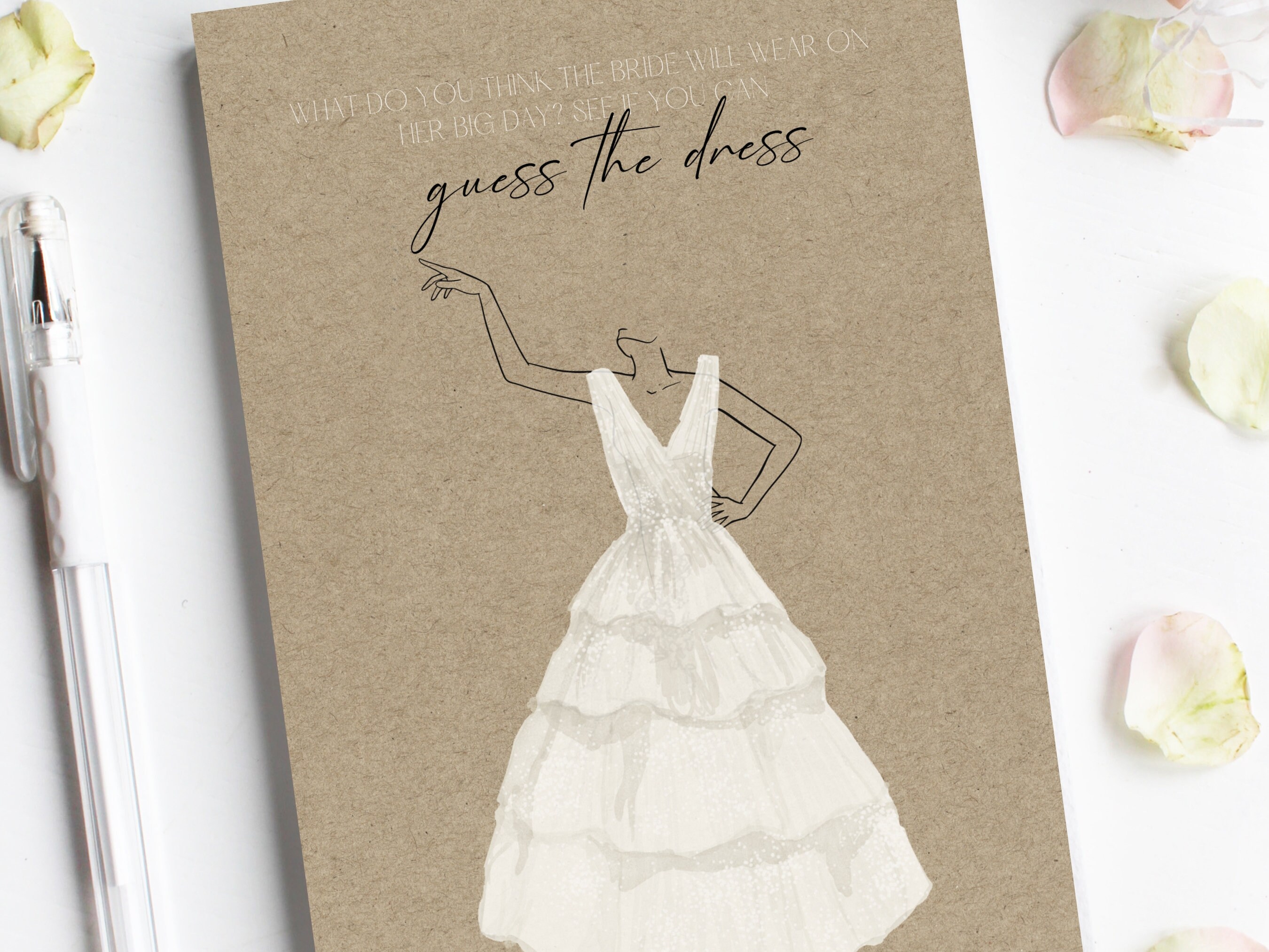 Wedding Games Canva Template, Bridal Shower Guess the Dress Game ...