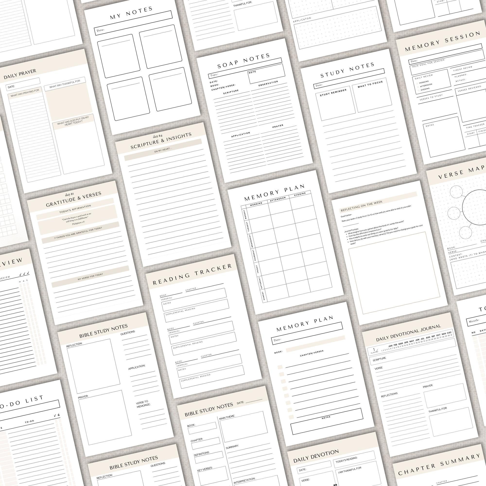 Digital Christian Journal Template, Memory Verse Cards, Bible Notebook ...