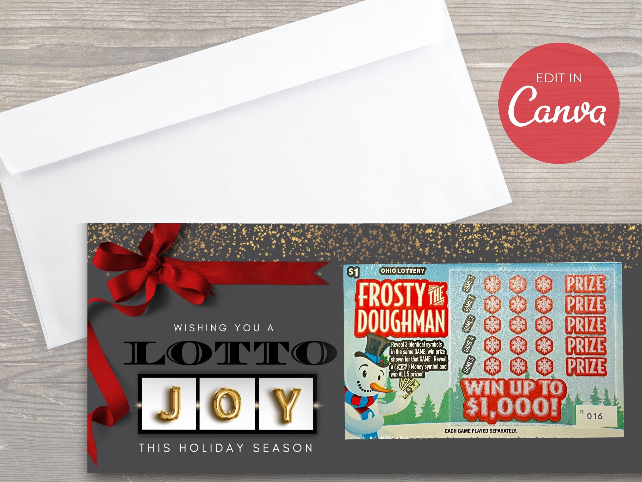 Printable Christmas Lottery Card Holder Canva Template, Editable ...