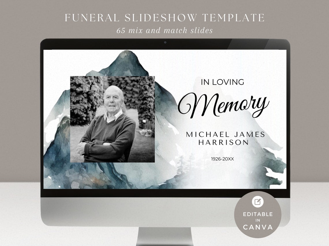 Mountain Funeral Slideshow Canva Template: Celebration of Life (digital ...