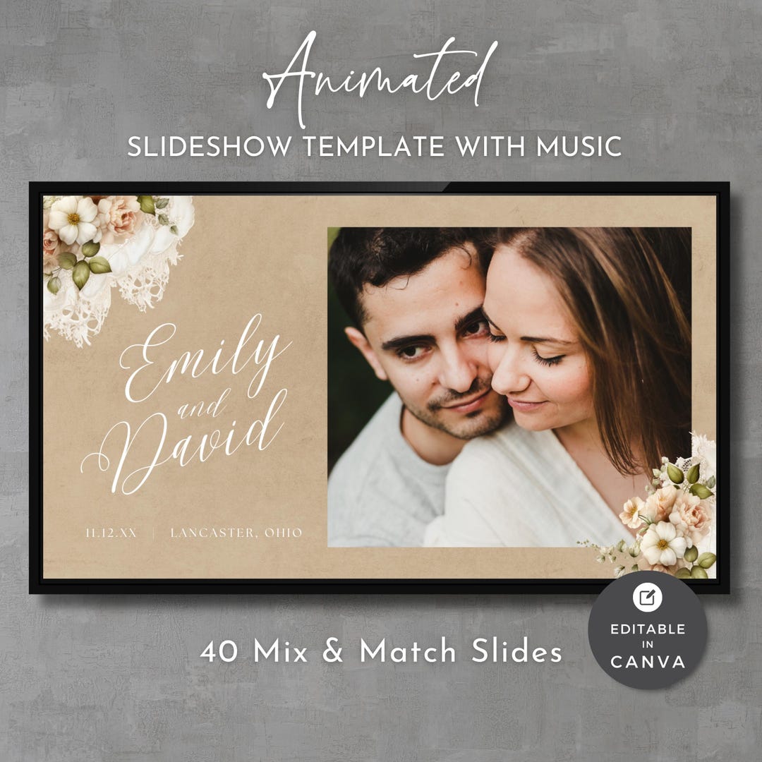 Floral Wedding Slideshow Template: Lace Photo Presentation (canva) - Etsy