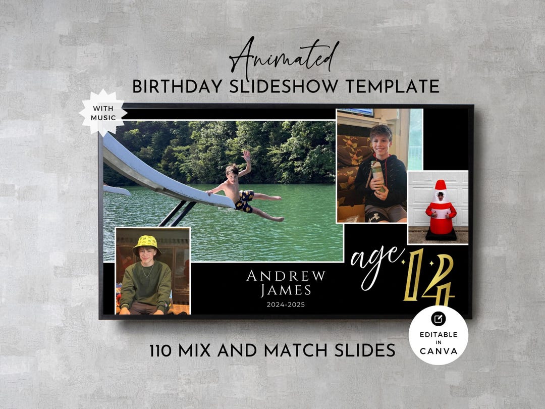 Birthday Slideshow Templates for Canva, Editable Photo Collage ...