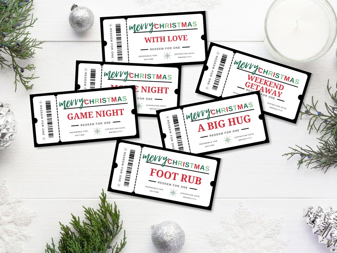 Printable Christmas Coupon Template, Ticket for Experience ...