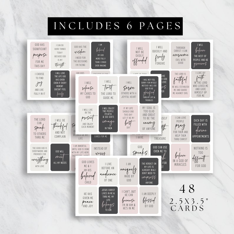 Affirmation Cards Template Canva, Christian Affirmation Cards Printable ...
