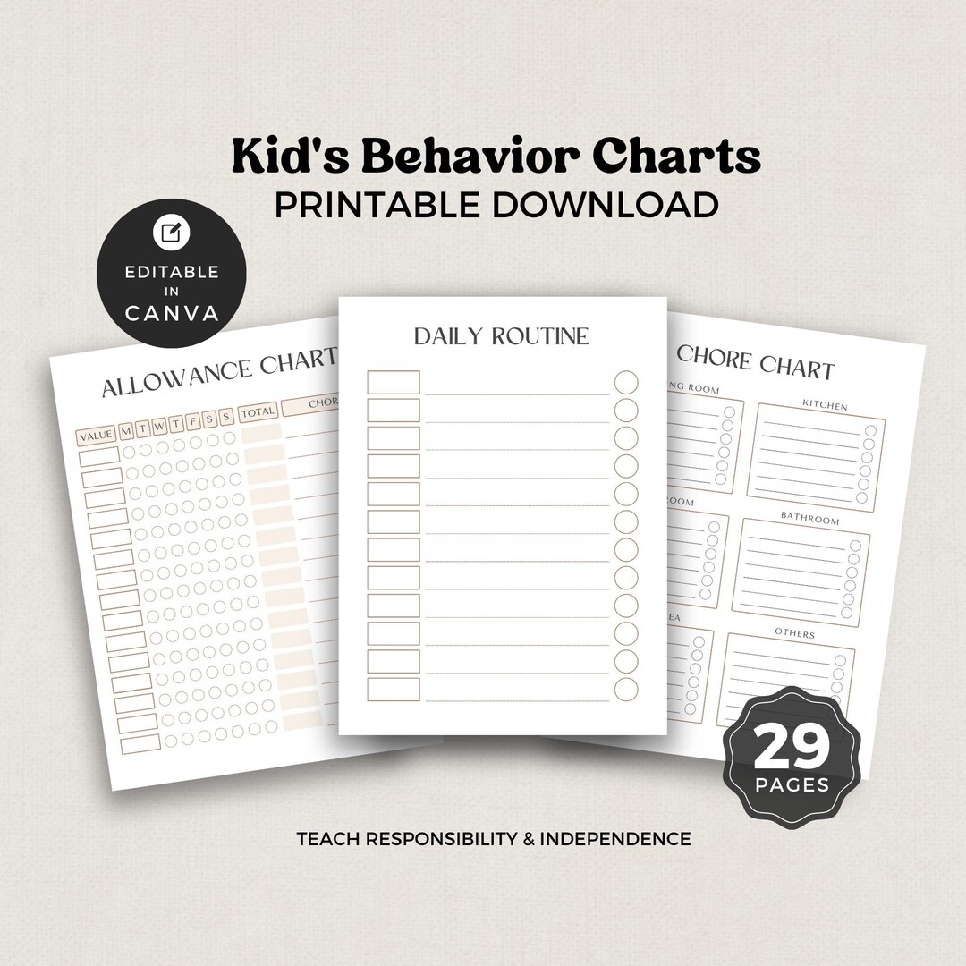 Editable Behavior Chart Template | Kids Chore Chart | Daily ...