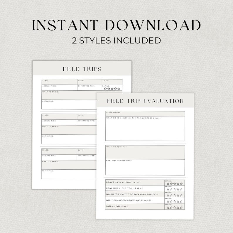 Field Trip Tracker, Printable Homeschool Teacher Resource, Lesson ...