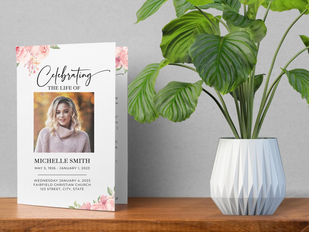 Canva Funeral Program Template 8 Page Editable Bi-fold - Etsy