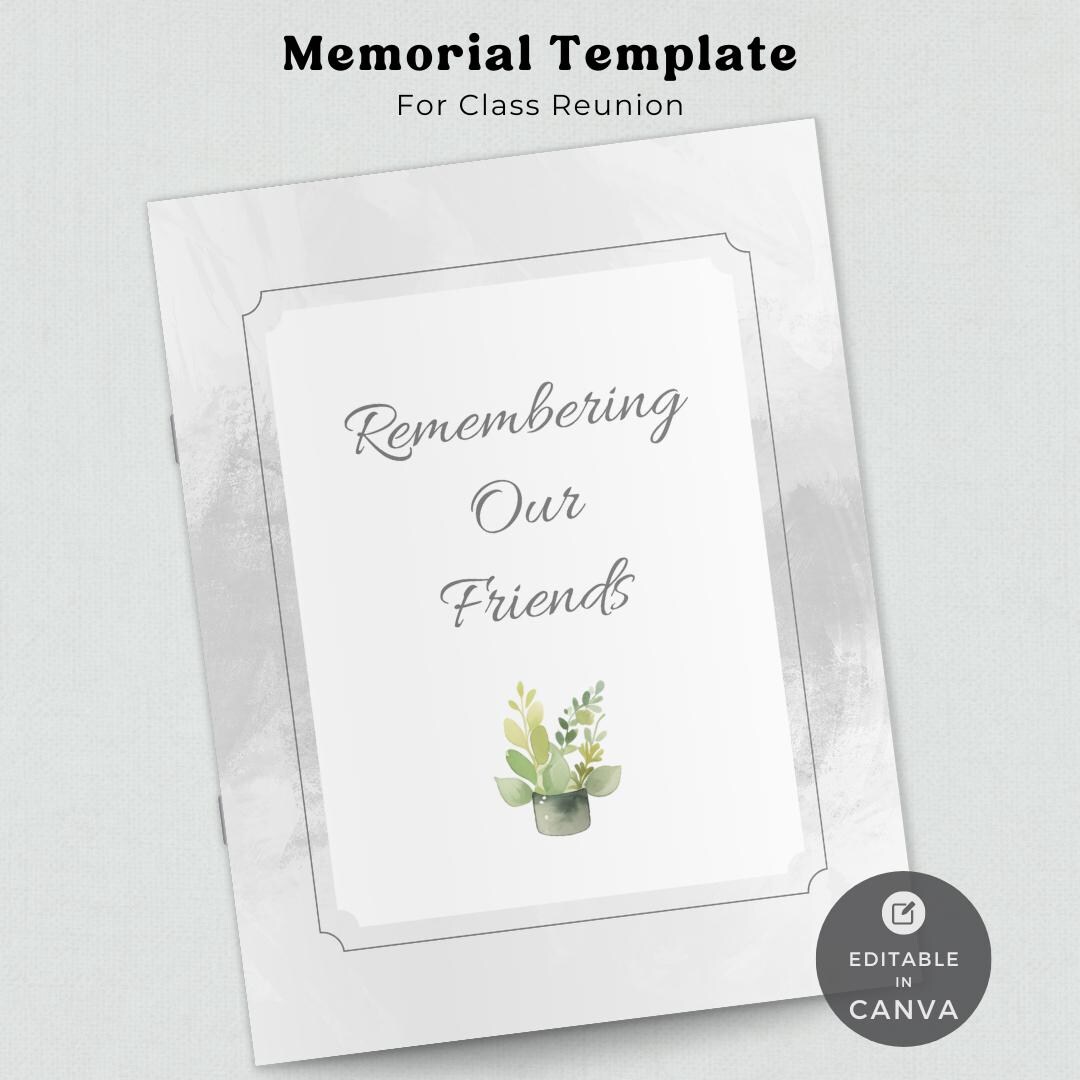 Memorial Template: Class Reunion Sign Book, Editable Canva (digital ...