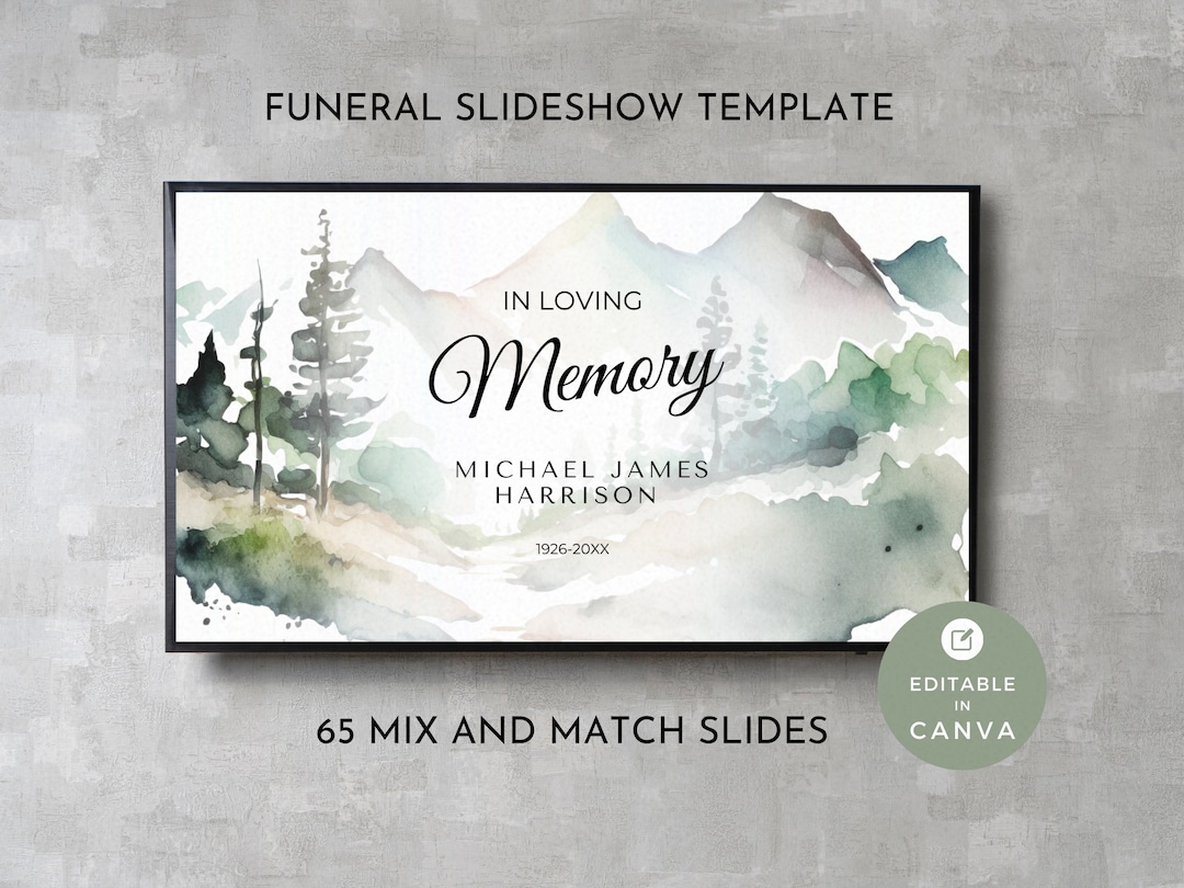 Mountain Funeral Slideshow Canva Template: Celebration of Life (digital ...