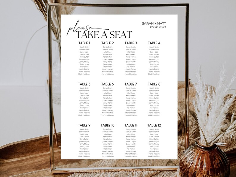 Traditional Wedding Seating Plan Classic Seating Plan Sign Printable ...