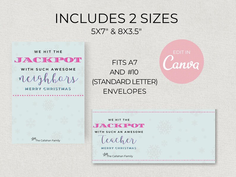 Printable Christmas Lottery Card Holder Canva Template, Editable ...