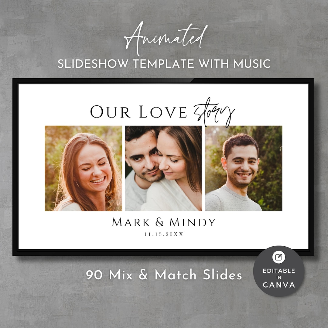 Wedding Slideshow Template Canva, Minimal Photo Slide Show, Simple ...