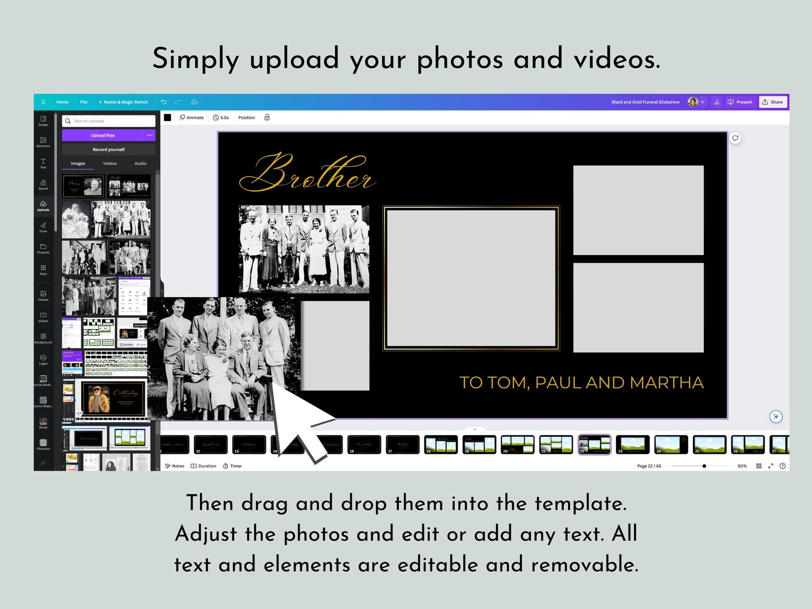 Funeral Slideshow Canva, Celebration of Life Photo Slideshow Template ...