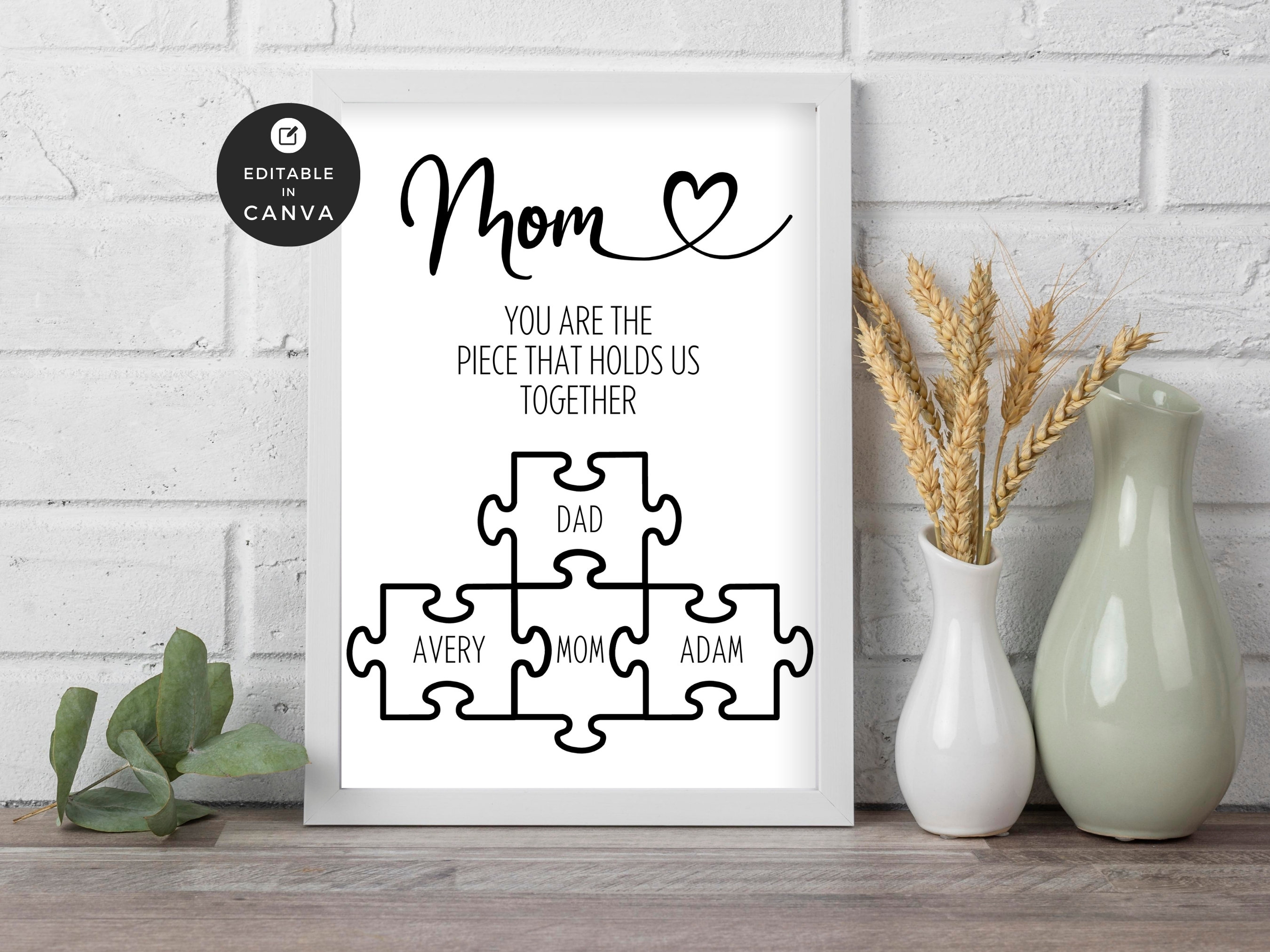 Mothers Day Puzzle Printable Template | Custom Mom Sign | You Are the ...