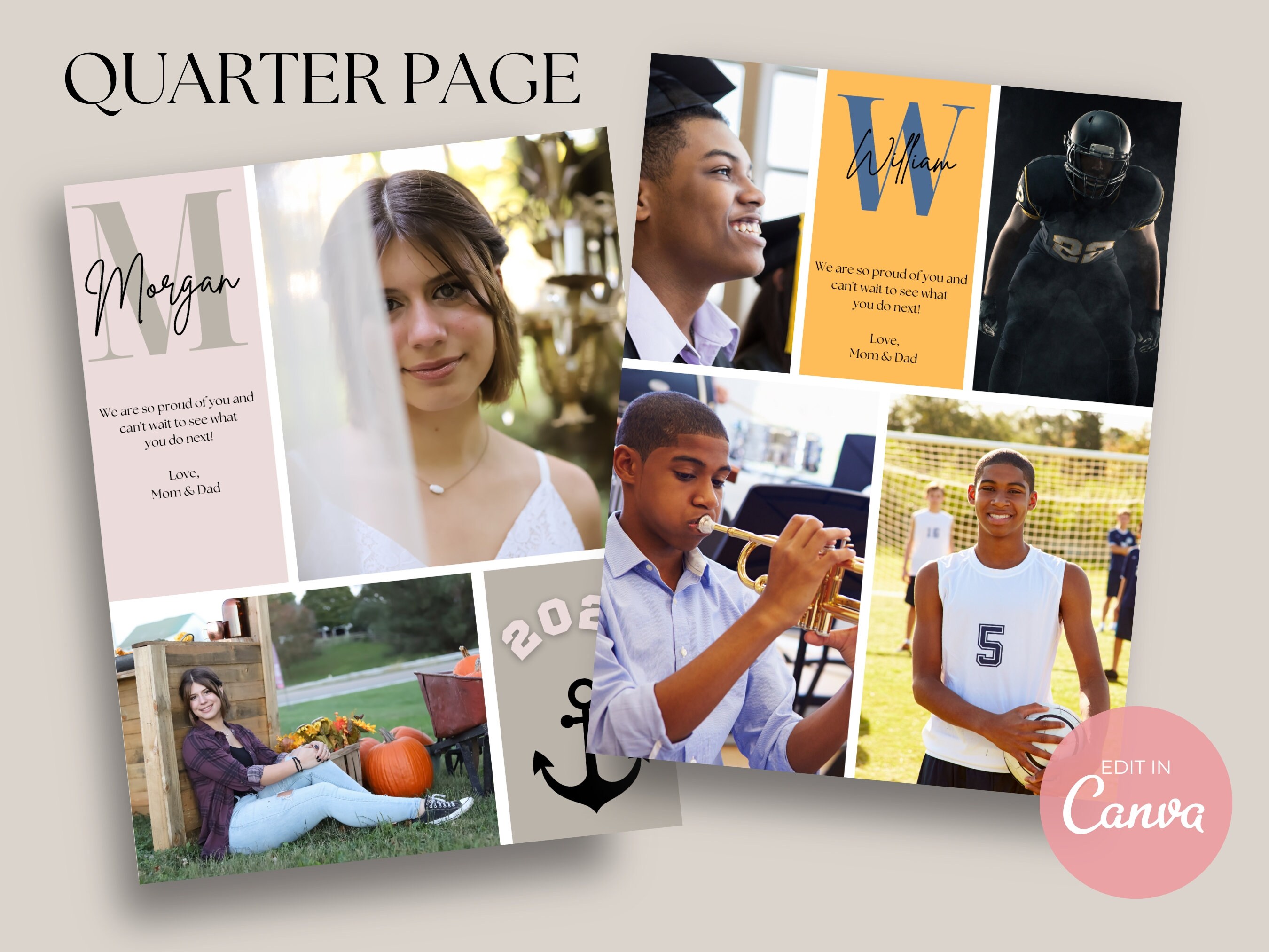 Senior Ad Yearbook Template Canva High School Graduation - Etsy