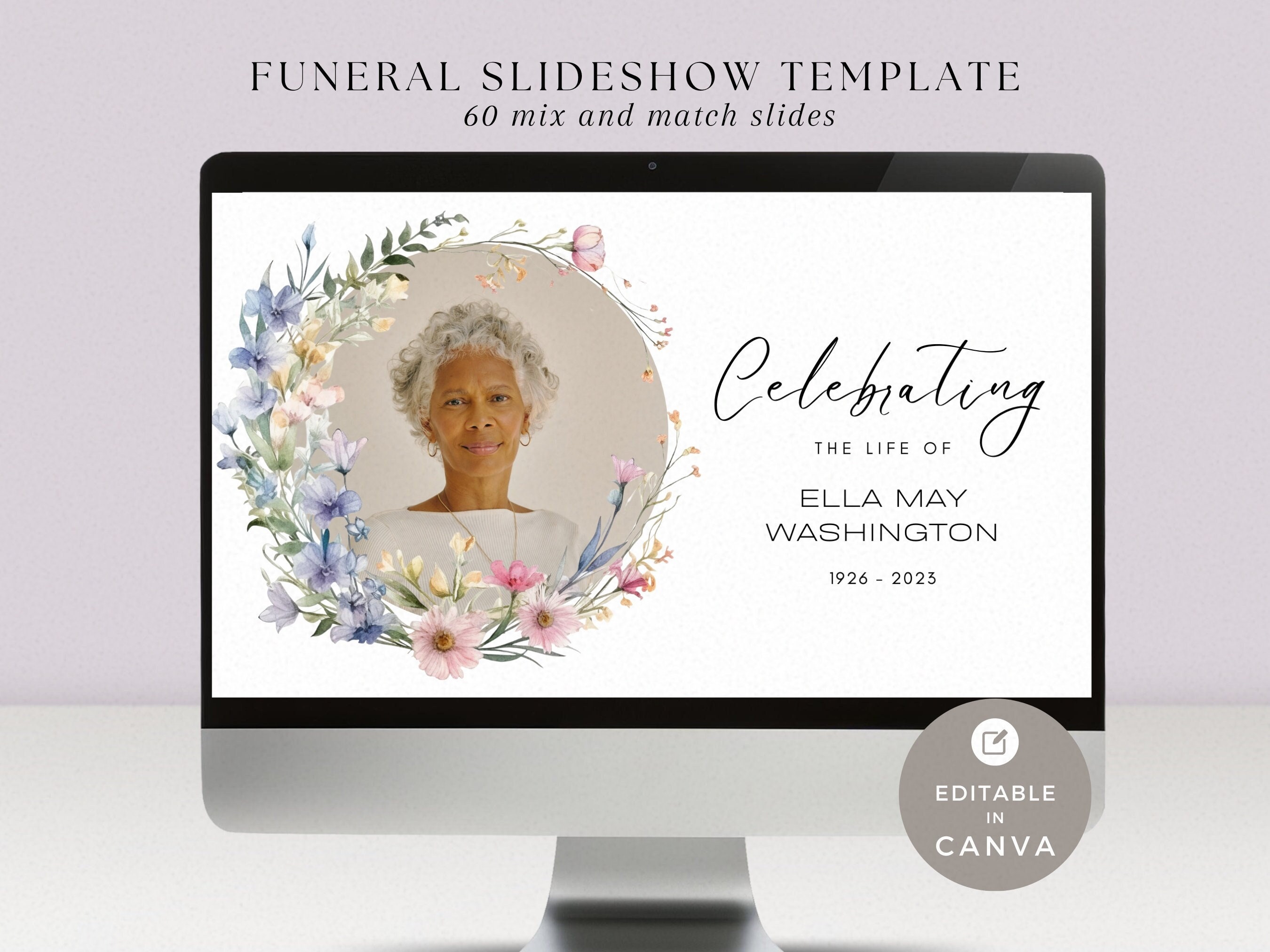 Wildflower Funeral Slideshow Canva Template: Celebration of Life ...