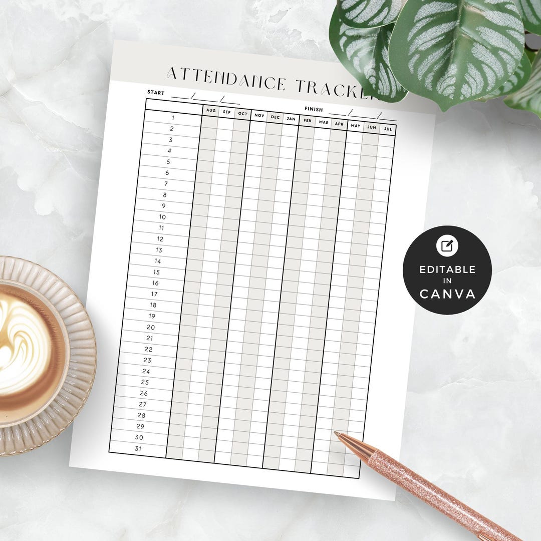 Homeschool Attendance Log, Editable Tracker, Daily Attendance Sheet ...