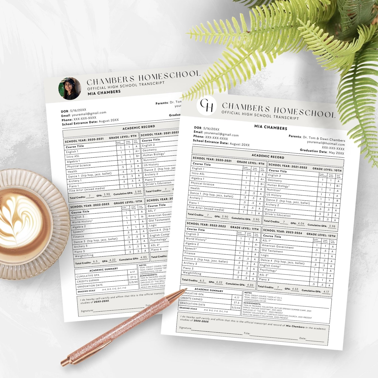 Fillable Printable High School Transcript Canva Template, Editable ...
