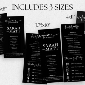 Minimalist Wedding Program Canva Template, Slim Order of Service, 4x8 ...