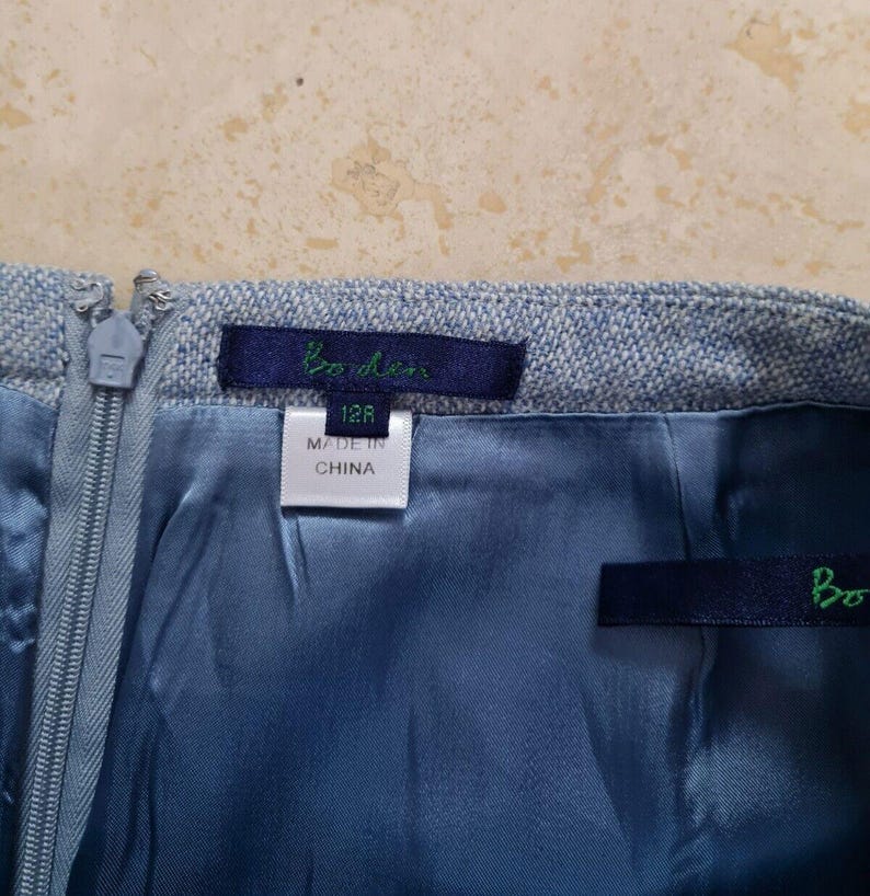 Boden Skirt Tweed Wool Mix Velvet Appliqué Aline Over Knee UK 12R ...