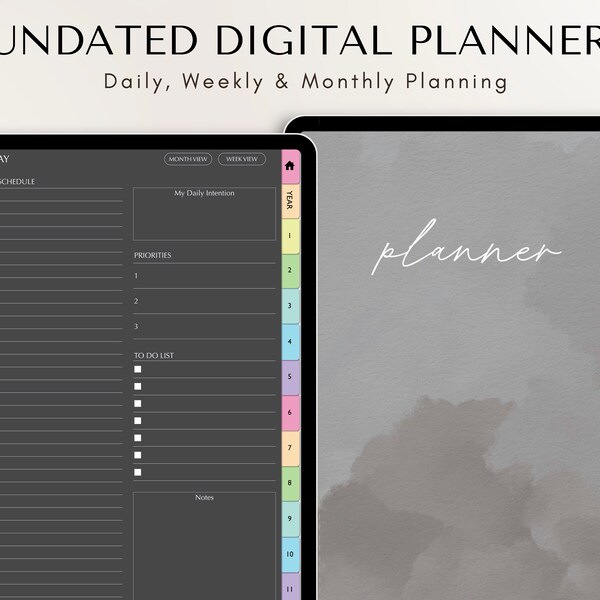 Undated Digital Planner Portrait - Etsy