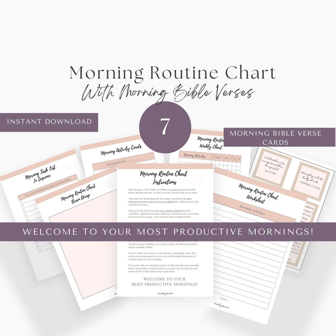 Biblical Morning Routine Chart for Daily Productivity Weekly Scripture ...
