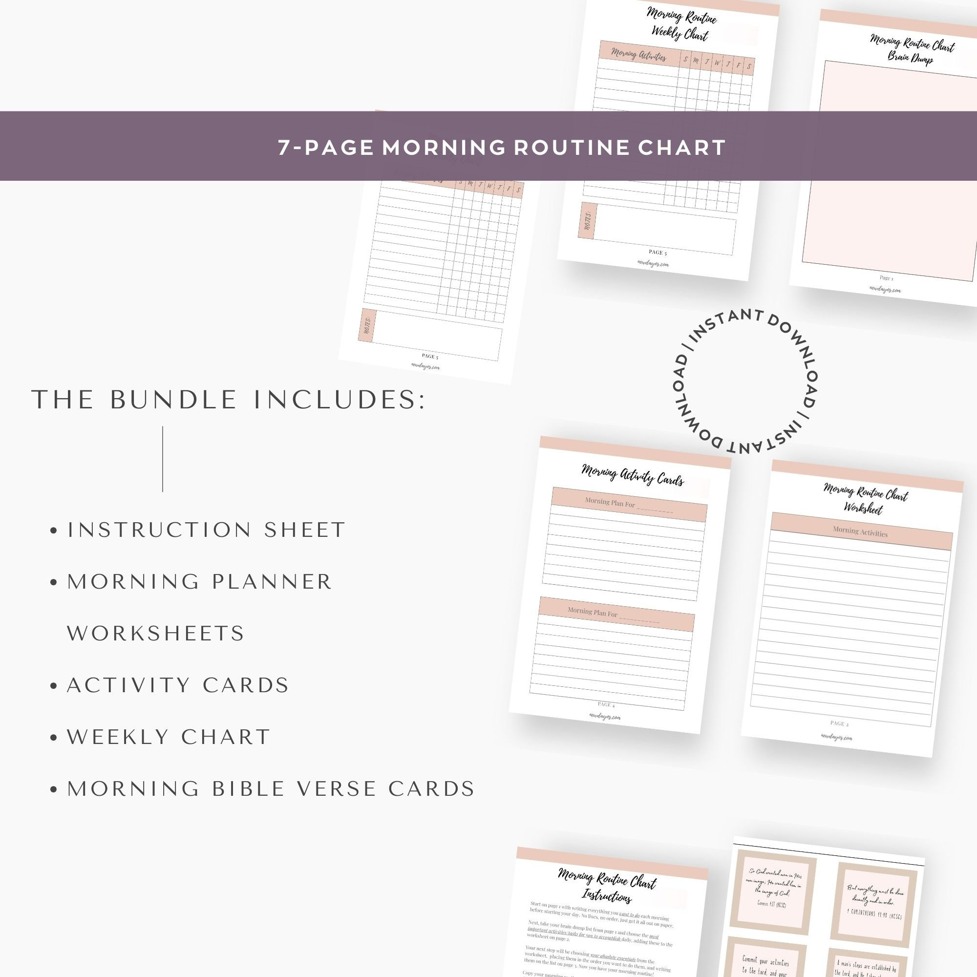 Biblical Morning Routine Chart for Daily Productivity Weekly Scripture ...
