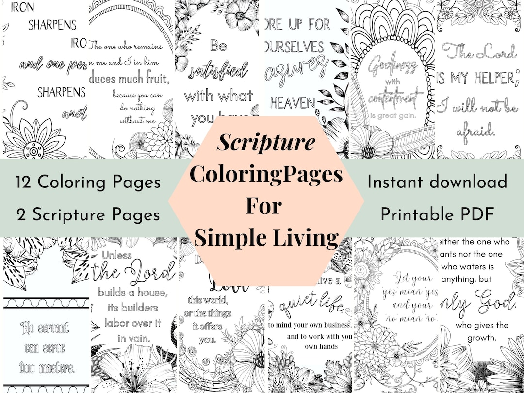 Simple Living Scriptures Coloring Pages Printable Coloring - Etsy