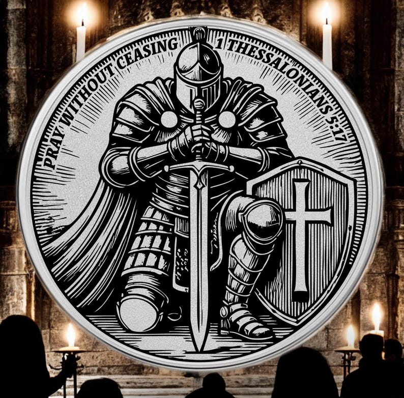 Prayer Warrior Challenge Coin Full Armor Of God Christian Gift Etsy