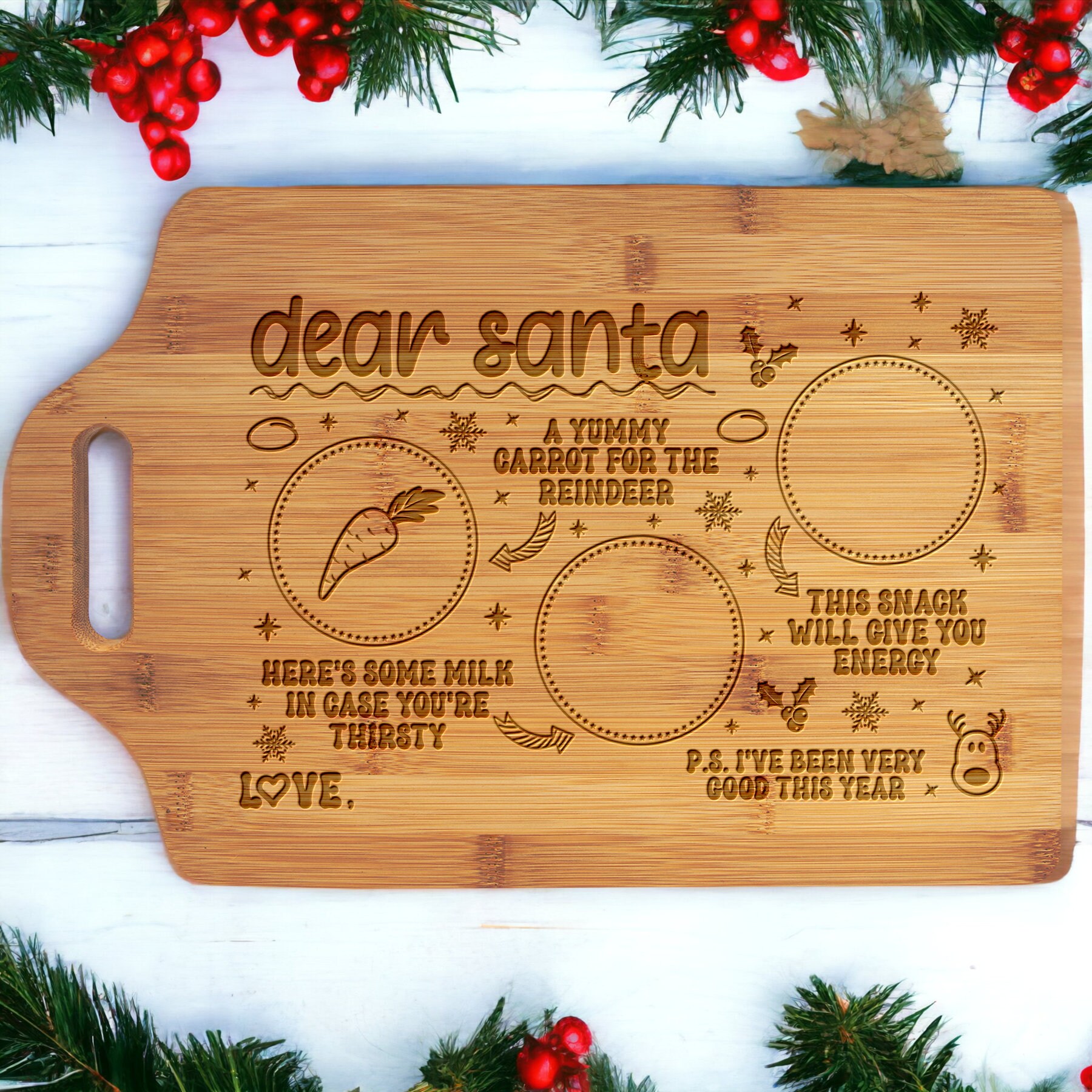 Santa Snack Tray rectangle W/handle - Etsy