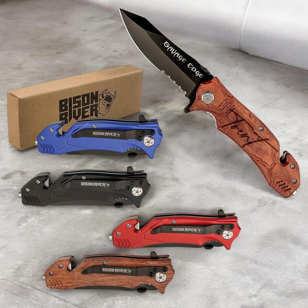 Custom Engraved Bison River Rescue Knife - Personalized EDC Knife - Etsy
