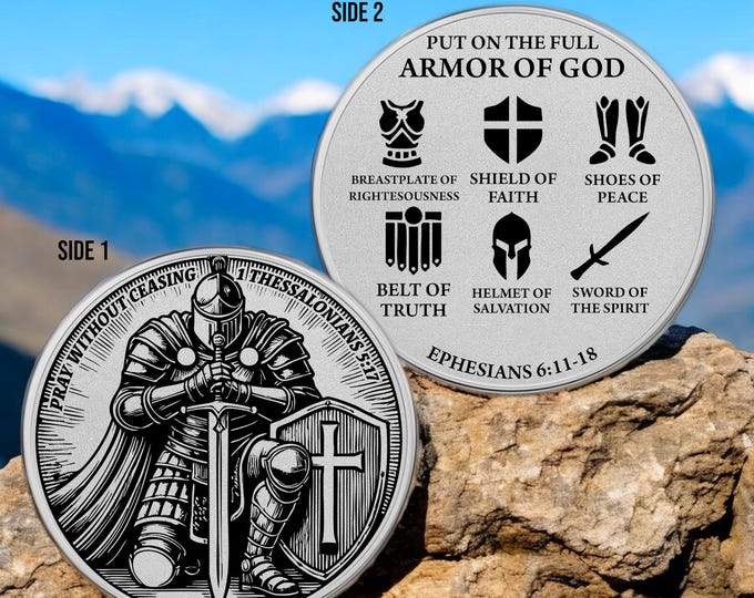 Armor of God Challenge Coins - Gold Silver, Biblical Warrior & Armor ...