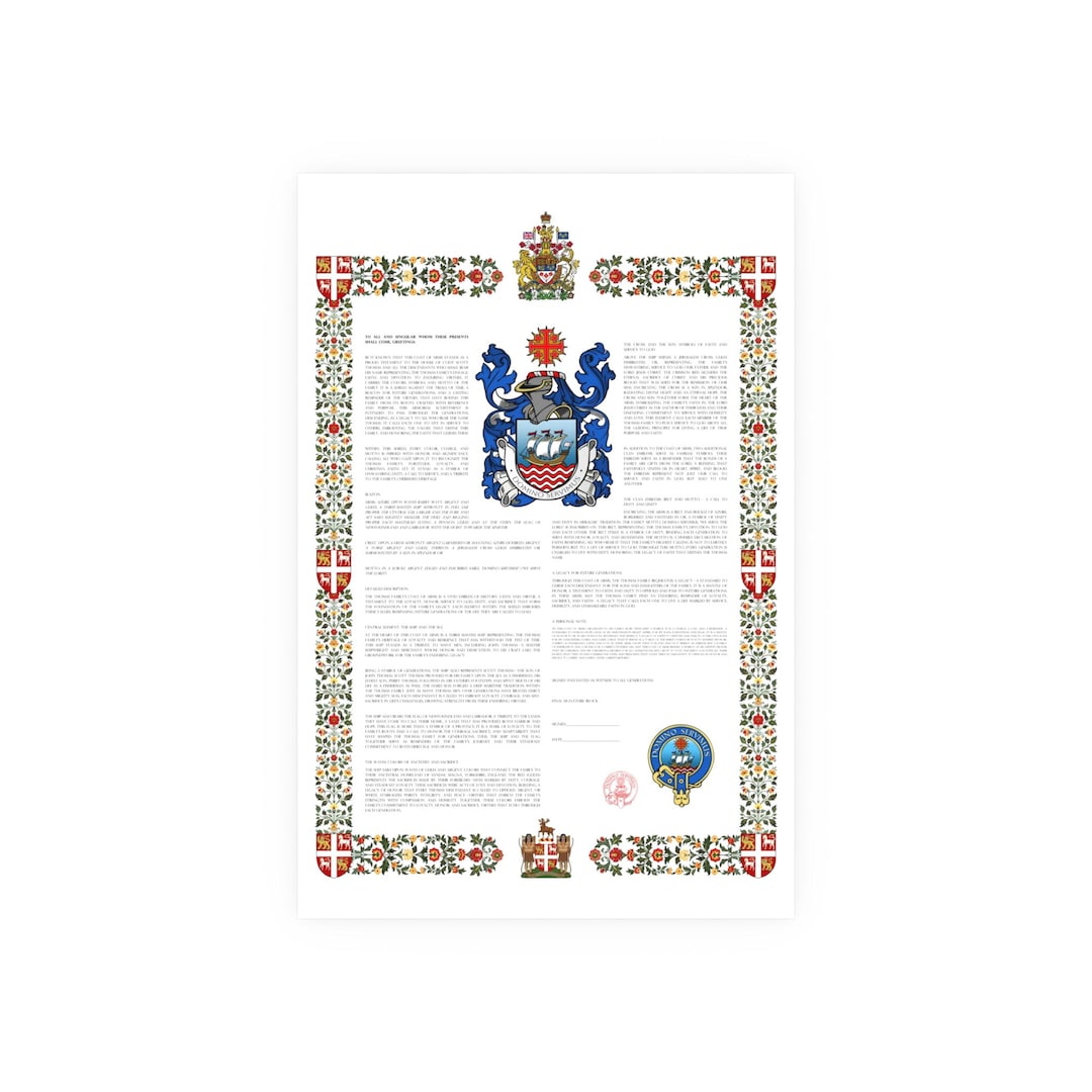 Custom Satin and Archival Matte Posters, Family Crest Wall Art ...