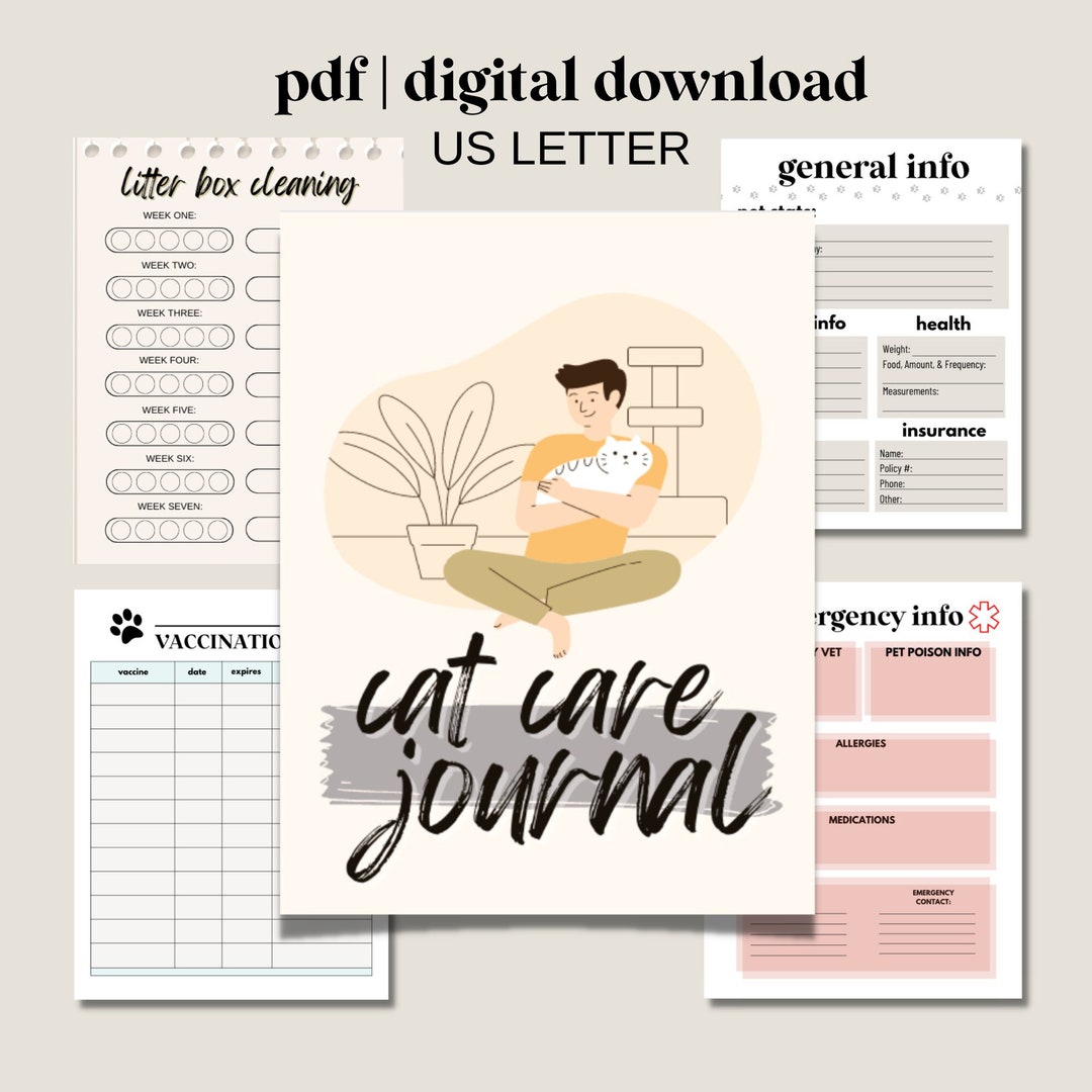 Printable Cat Planner, Cat Care Planner and Journal, Cat Wellness ...