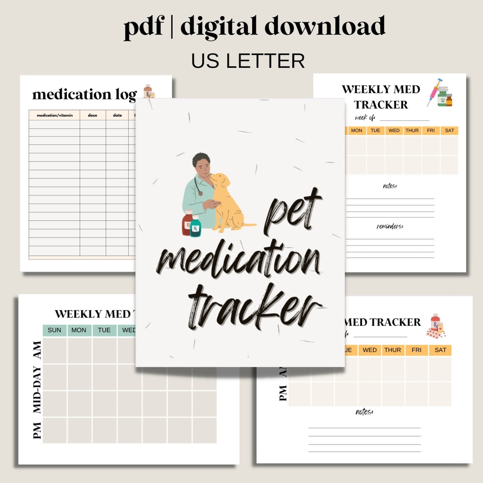 Pet Medication Tracker, Pet Medication Log, Pet Appointment Log, Pet ...
