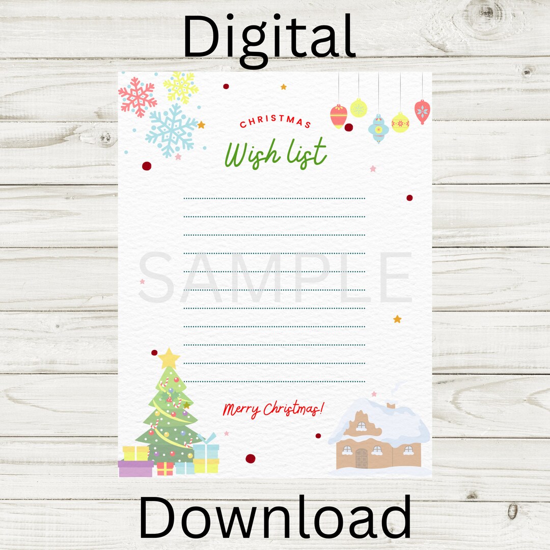DIGITAL DOWNLOAD - Christmas Wish List - Stationery - Printable - Etsy