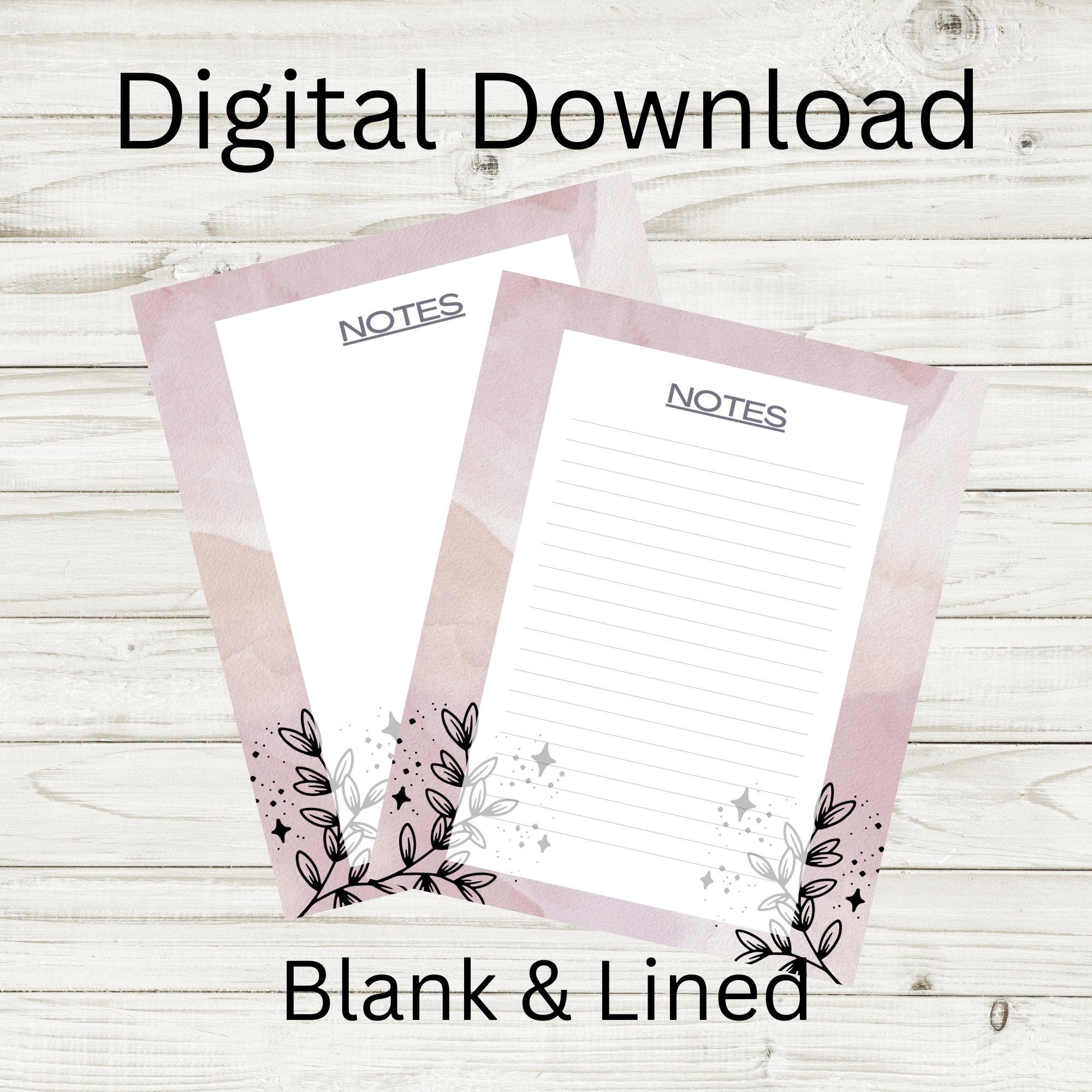 DIGITAL DOWNLOAD - Lined & Blank Notes Paper Printables - Etsy