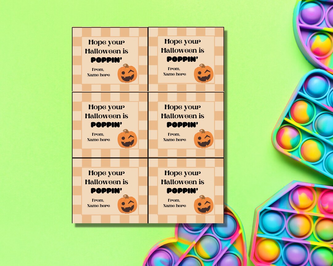 Halloween Treat Tag Halloween Pop-it Noncandy Halloween Treat Poppin ...
