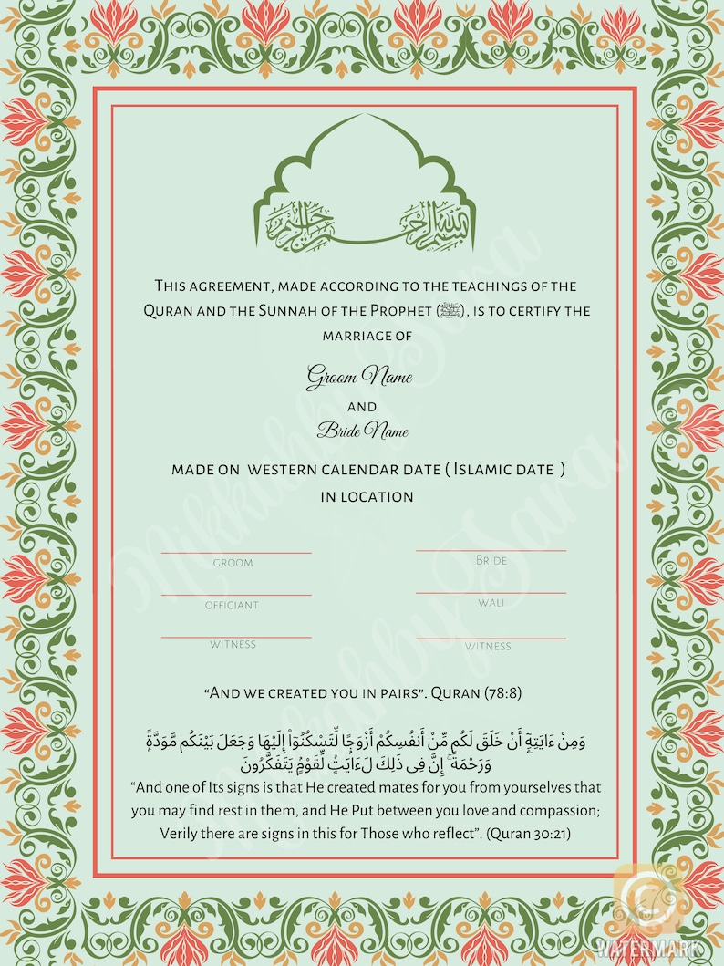 Gold Islamic Nikkah Certificate: Museum-grade Marriage Contract ...