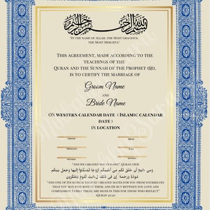 Gold Embellished | Museum-grade Marriage Certificate | Nikkah ...