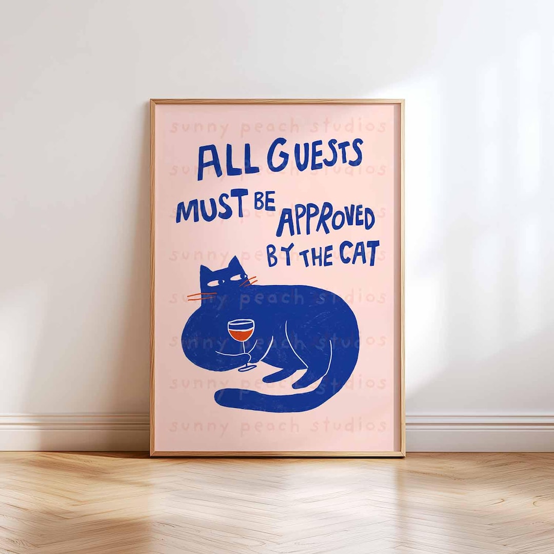Cat Digital Wall Art Print, Funny Cat Poster, Cute Kitten Illustration ...